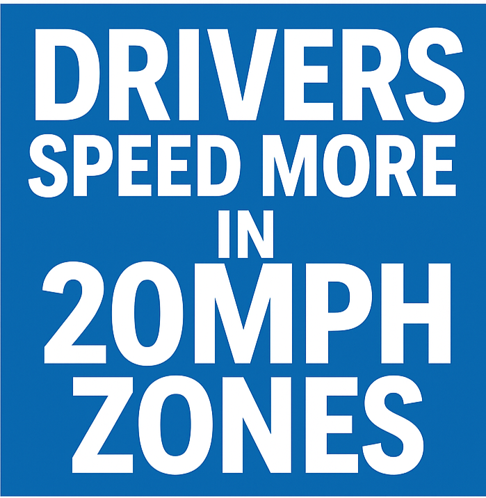 Drivers speed more in 20mph zones than any other limits...